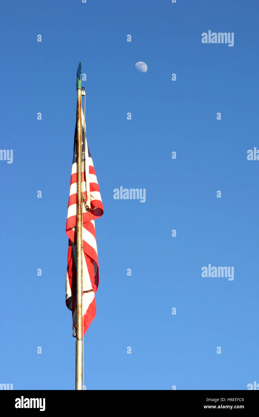 American Flag with Moon Stock Photo - Alamy