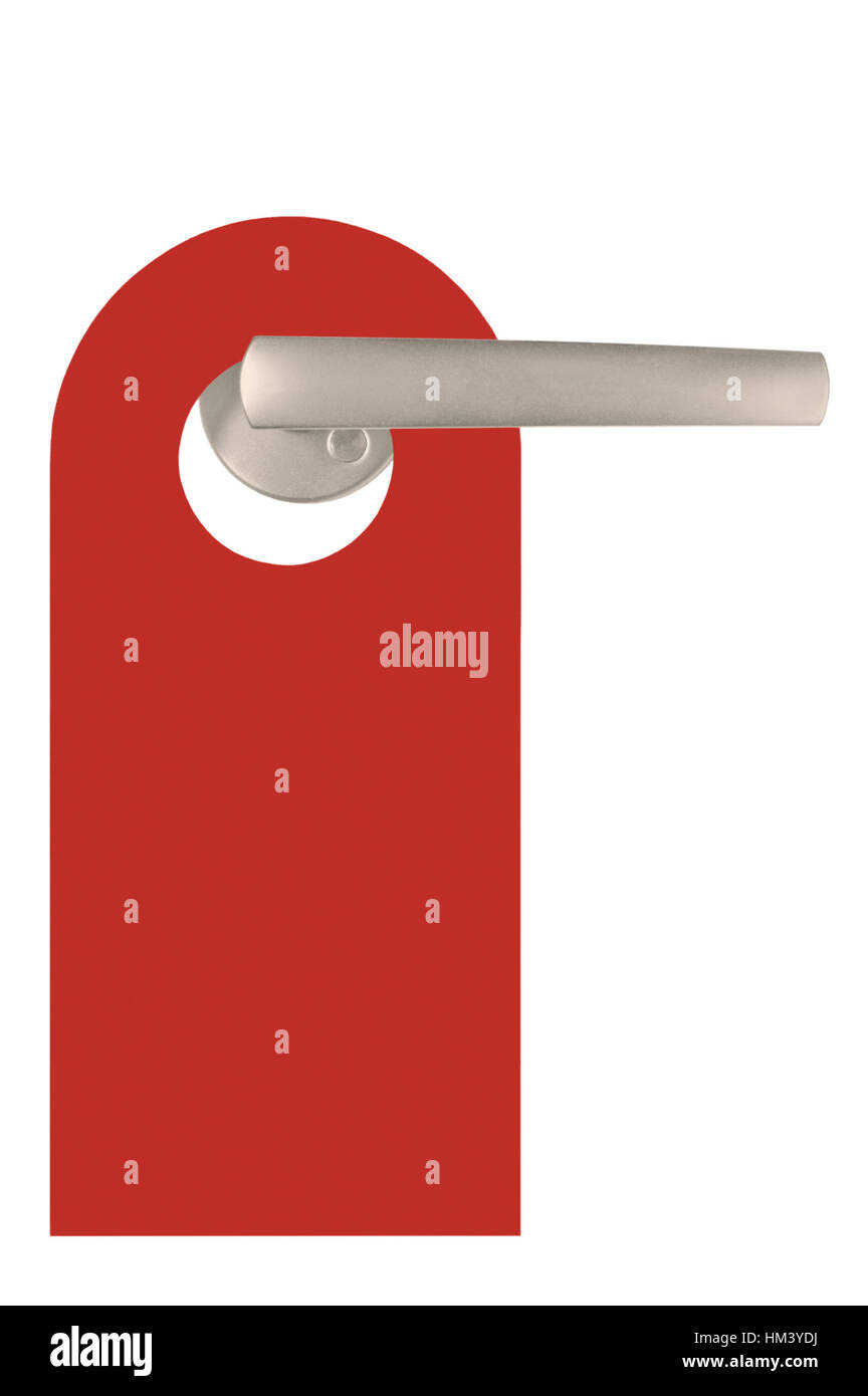 Red Blank Do Not Disturb Door Tag On Handle, Isolated Vertical Copy ...
