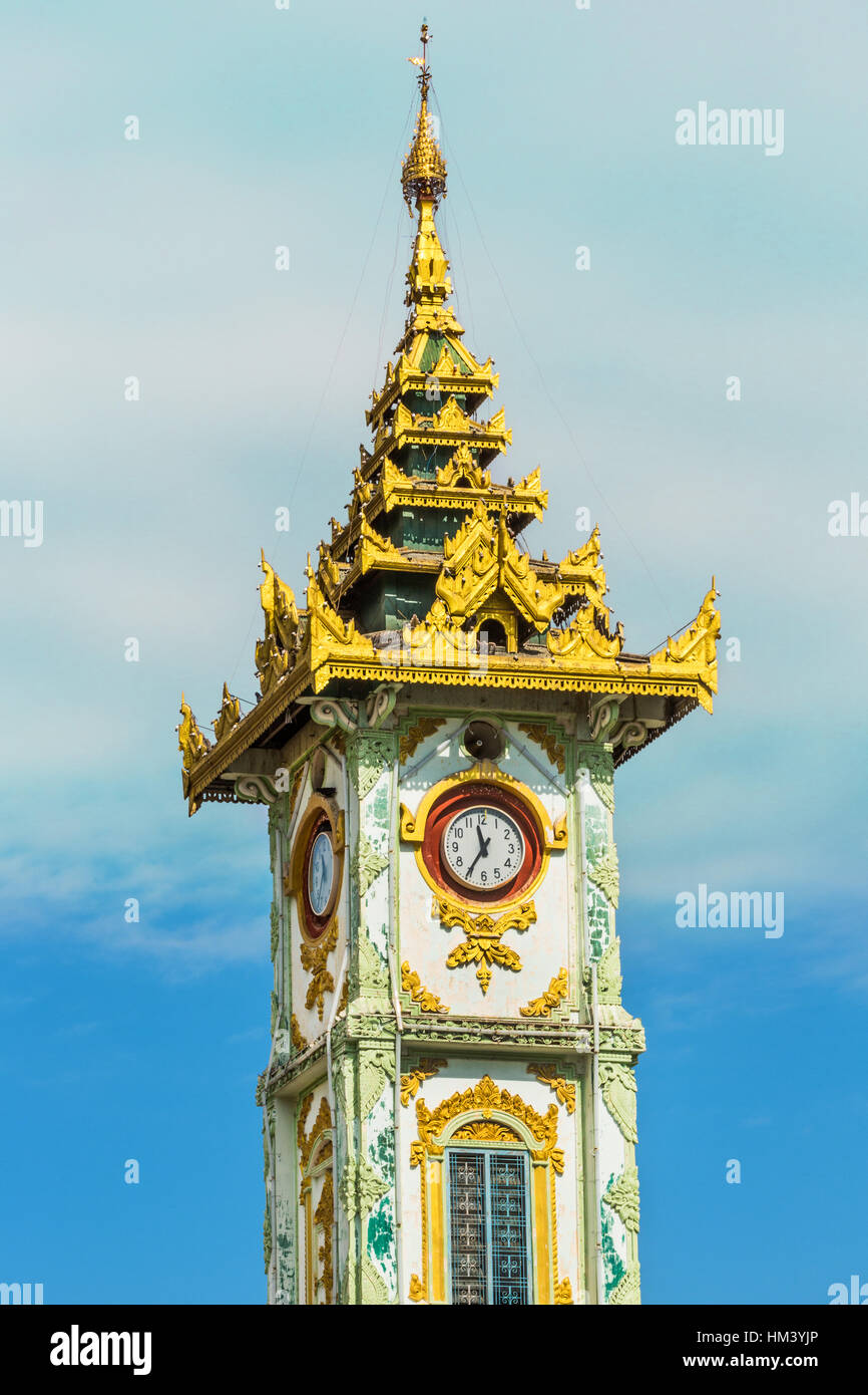 clock tower of the Maha Myat Muni Pagoda temple Mandalay city Myanmar ...