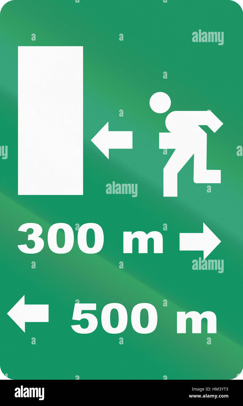 Road sign used in Italy - Emergency exit Stock Photo - Alamy