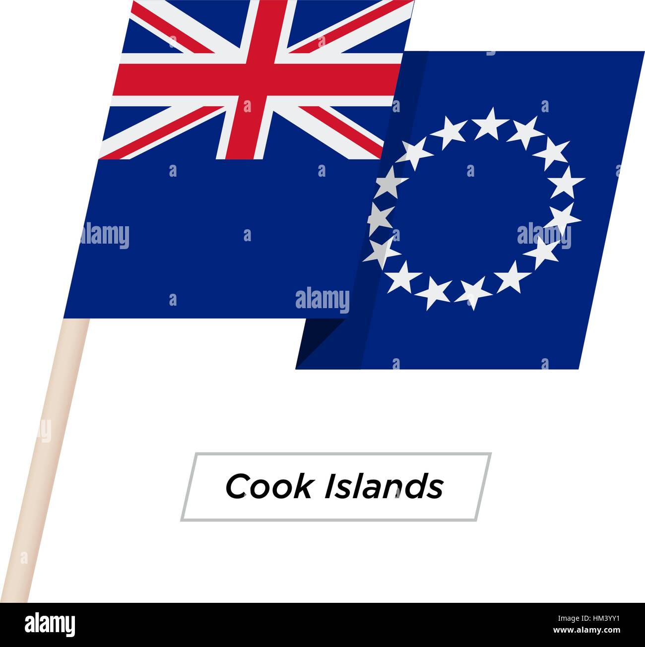 Cook Islands Ribbon Waving Flag Isolated on White. Vector Illustration ...