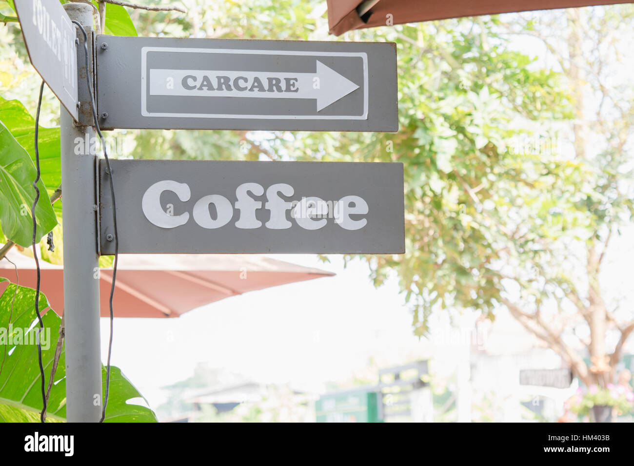 Coffee shop signs and car care labels Stock Photo - Alamy