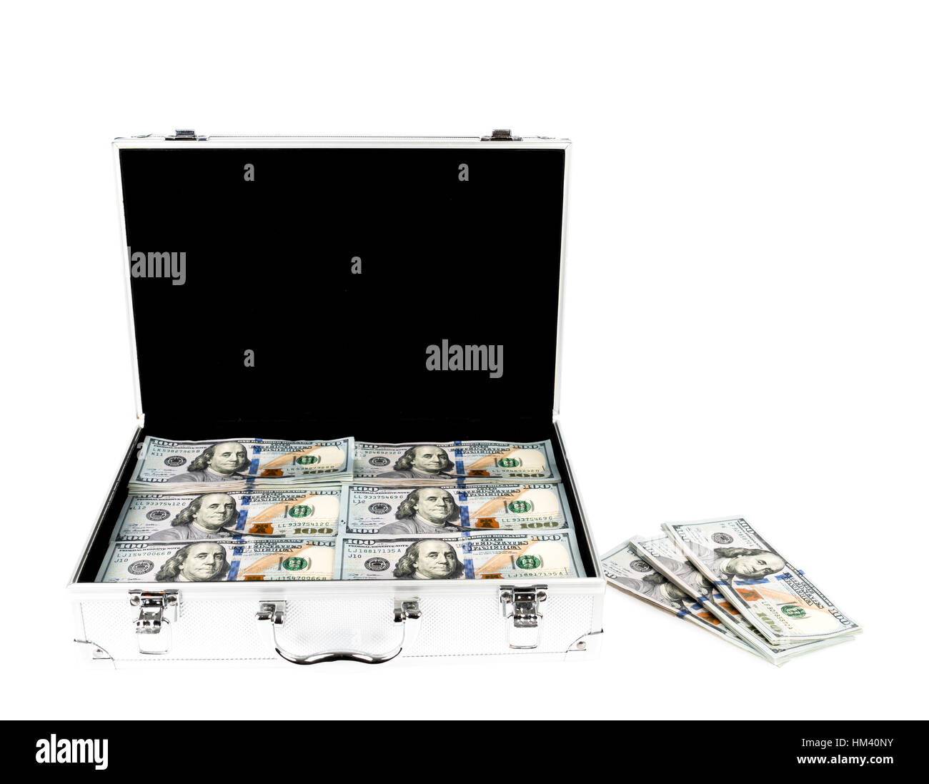 Open silver briefcase full dollar hi-res stock photography and images ...