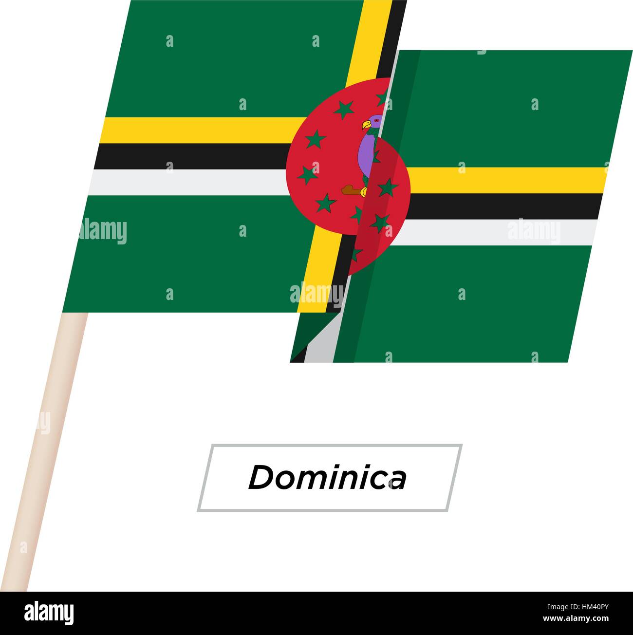 Dominica Ribbon Waving Flag Isolated on White. Vector Illustration ...