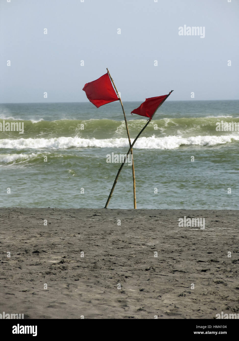 Indication flags at Kovalam beach. Trivandrum , Kerala, India Stock ...