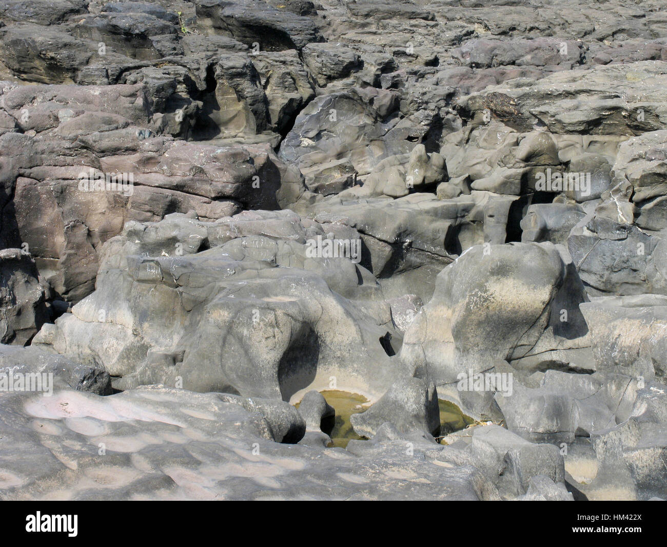 Abstracts created by rock erosion in Kukadi river Nighoj, Maharashtra ...
