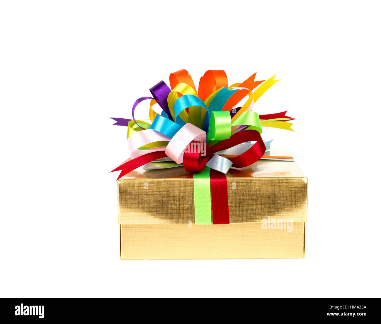 Gold gift box Stock Photo - Alamy