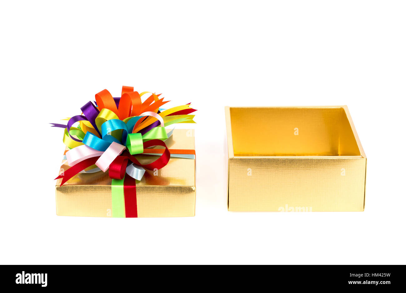 Gold gift box Stock Photo - Alamy