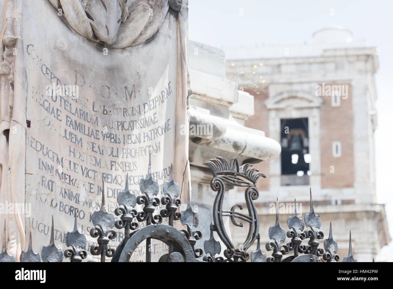 The famous obelisk in Historical center of Naples Stock Photo - Alamy