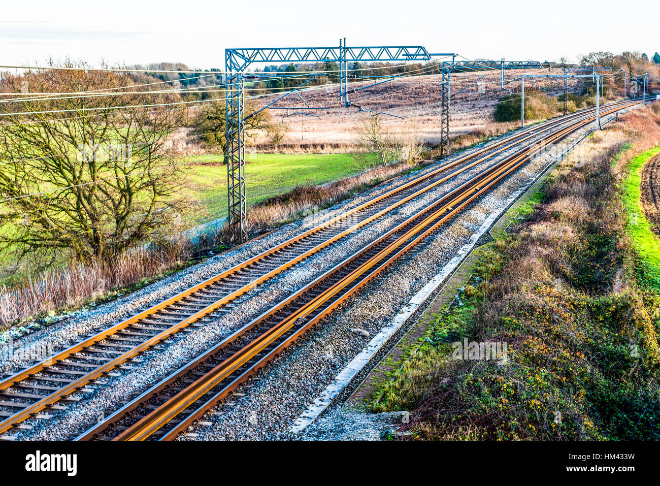Uk railway background sunset hi-res stock photography and images - Alamy