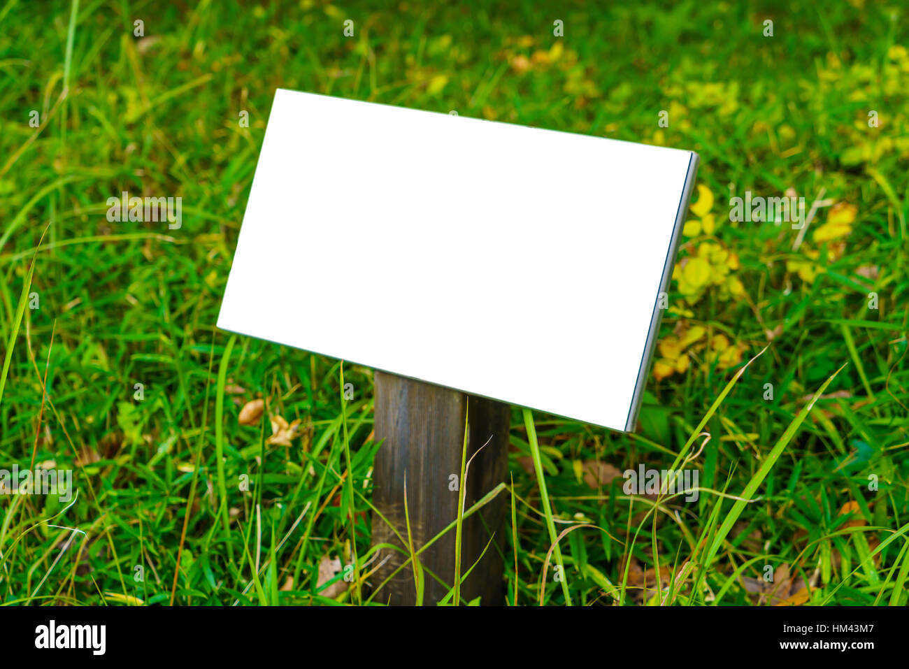 Wood sign on grass Stock Photo - Alamy