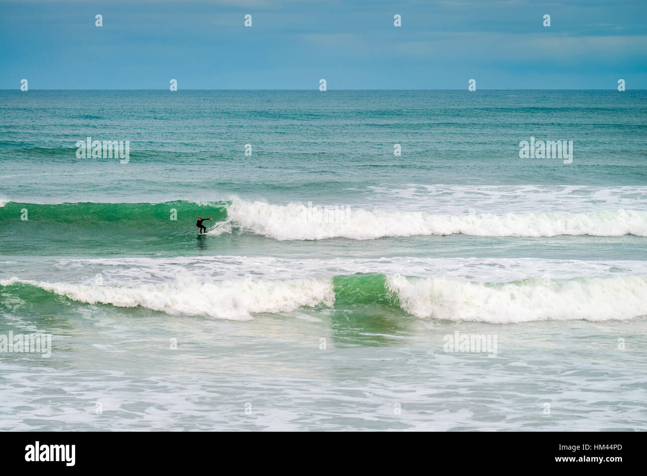Adelaide, Australia - August 14, 2016: Surfer sliding the wave at ...