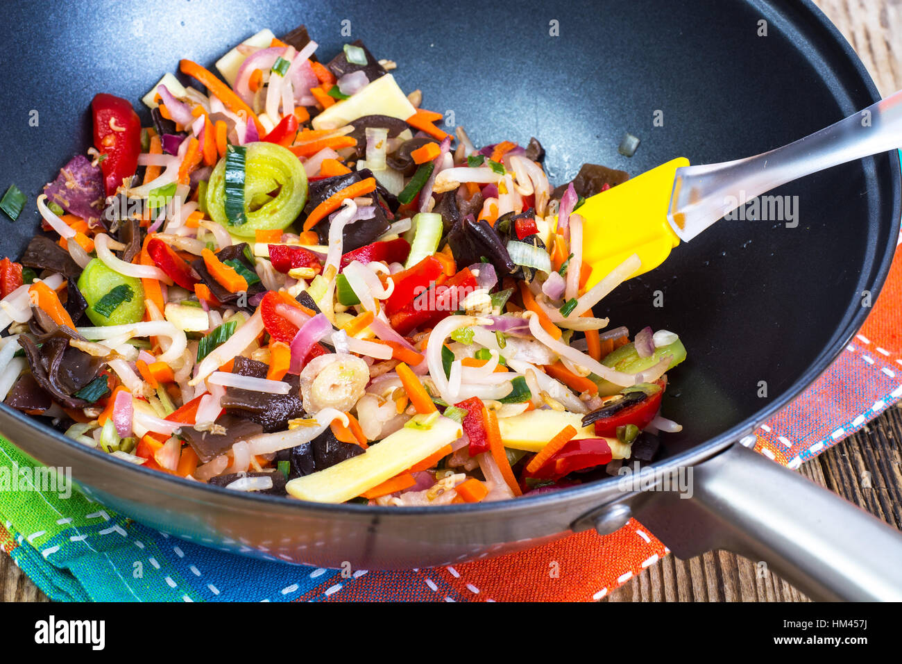 Chinese mix vegetables, fried in a pan Stock Photo - Alamy