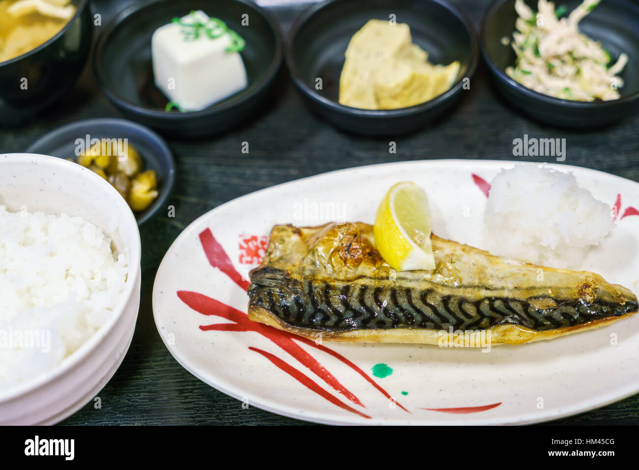 Japanese food style Saba teriyaki grilled Stock Photo - Alamy