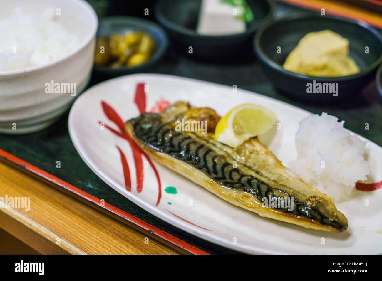 Japanese food style Saba teriyaki grilled Stock Photo - Alamy