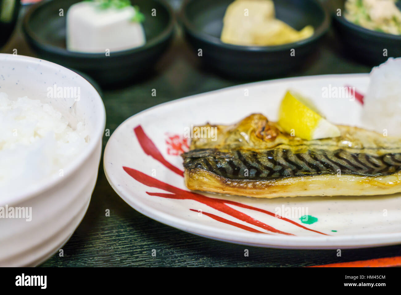 Japanese food style Saba teriyaki grilled Stock Photo - Alamy