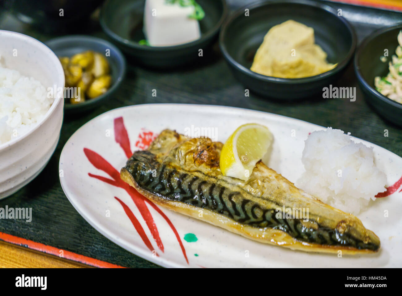 Japanese food style Saba teriyaki grilled Stock Photo - Alamy