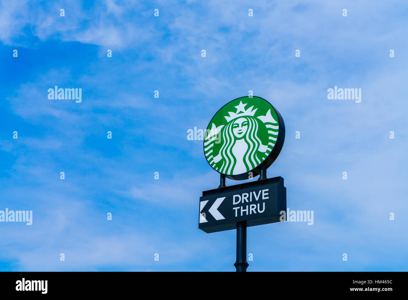 Khonkaen Province, Thailand - December 20, 2015 : Starbucks drive thru ...
