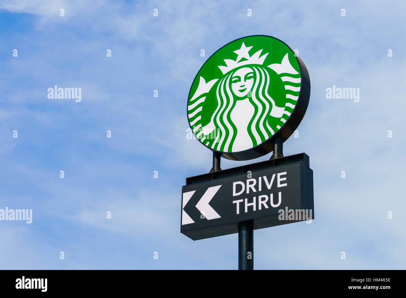 Khonkaen Province, Thailand - December 20, 2015 : Starbucks drive thru ...