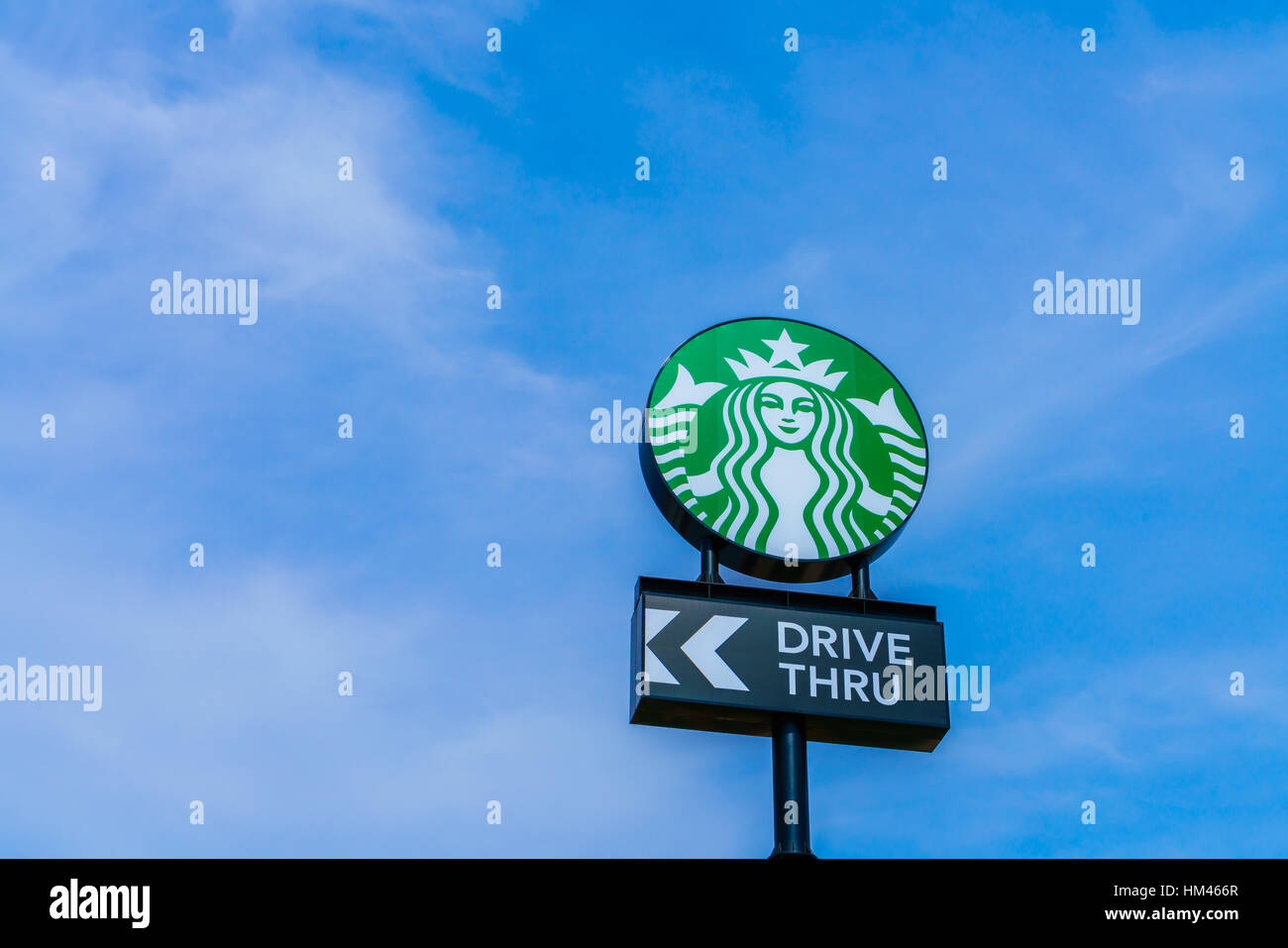 Khonkaen Province, Thailand - December 20, 2015 : Starbucks drive thru ...