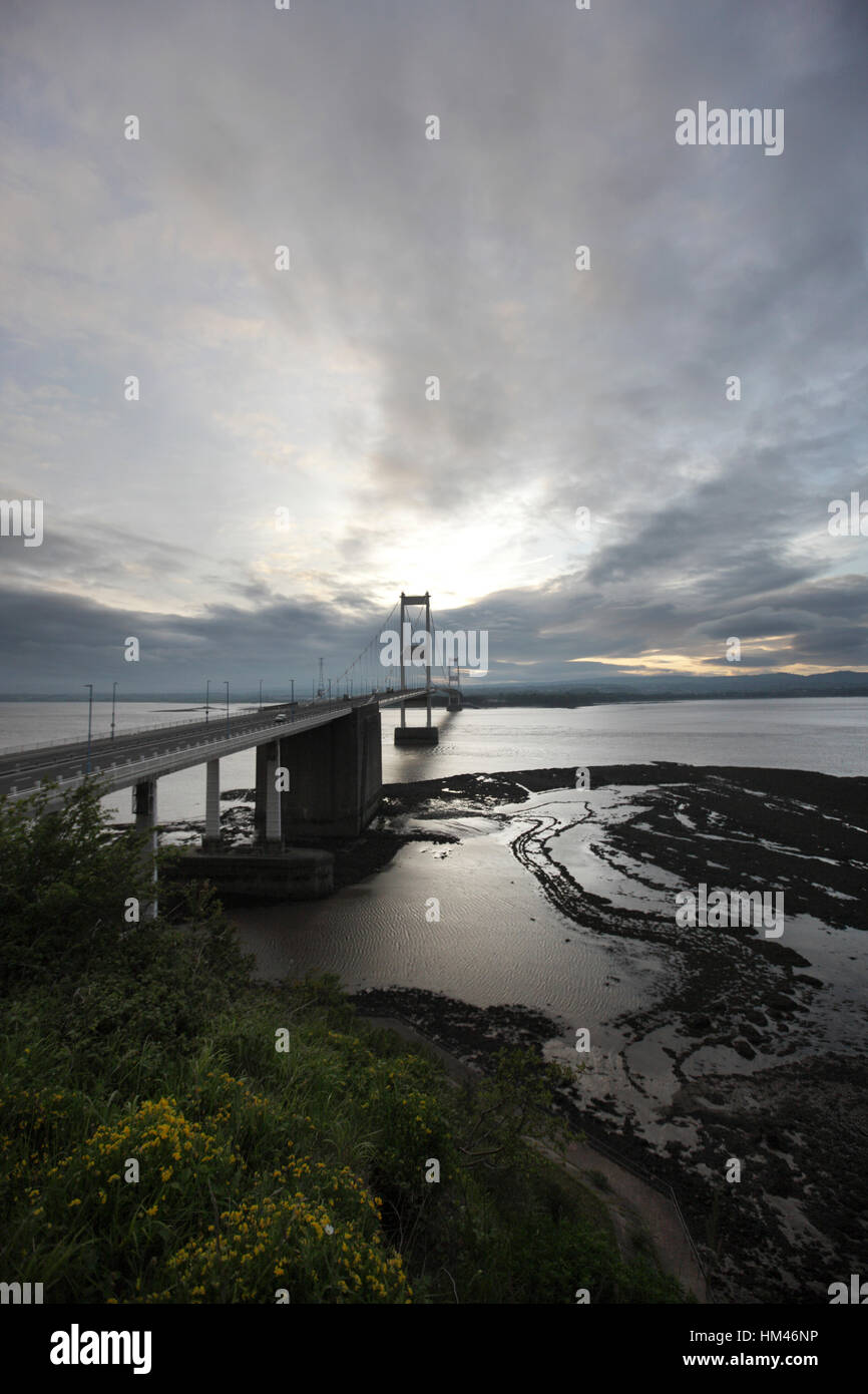 M48 Severn Bridge crossing the River Severn Wales and England border ...