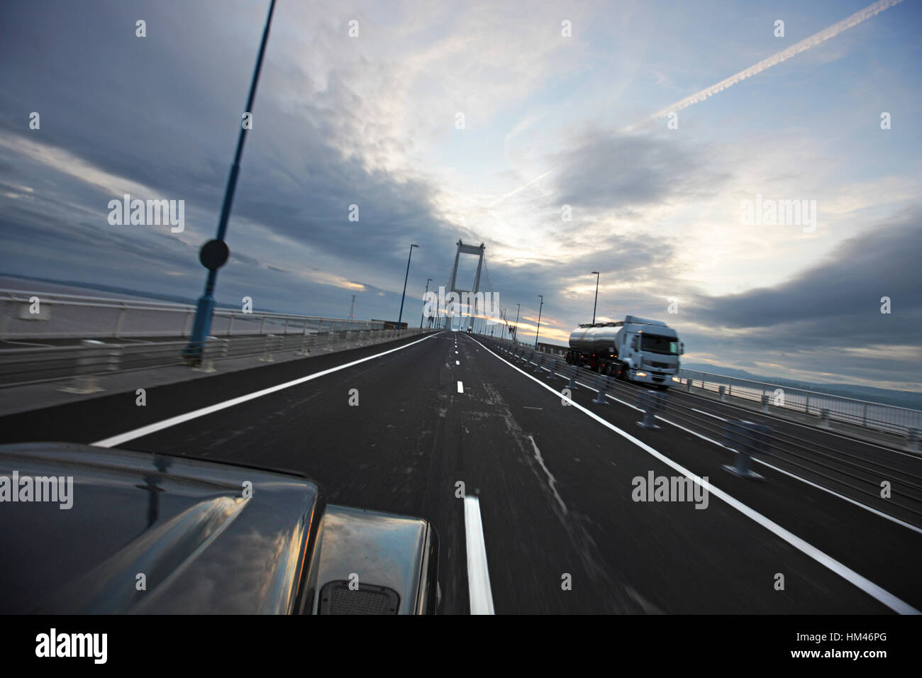 M48 Severn Bridge crossing the River Severn Wales and England border ...