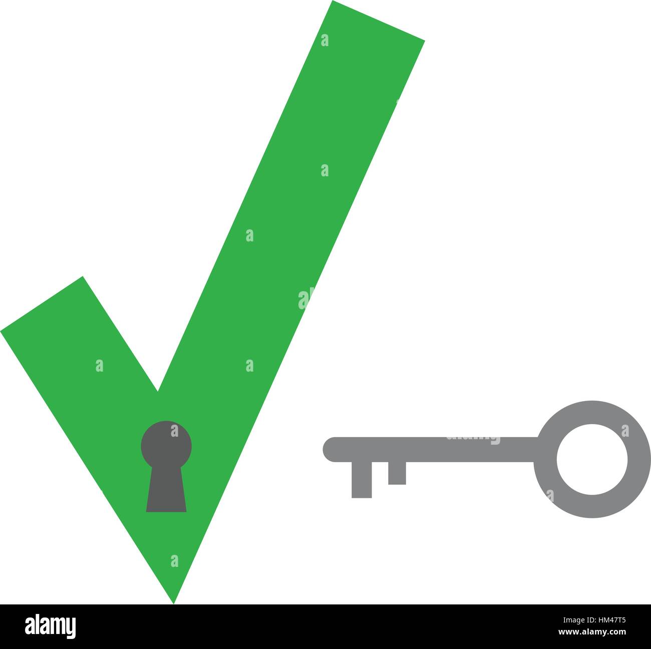 Green check mark keyhole vector and grey key Stock Vector Image & Art ...