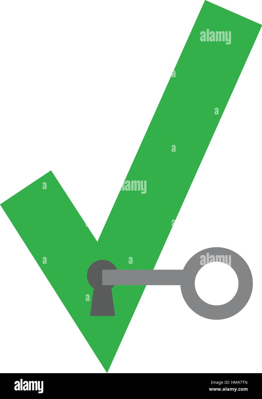 Grey vector key unlocking green check mark keyhole Stock Vector Image ...