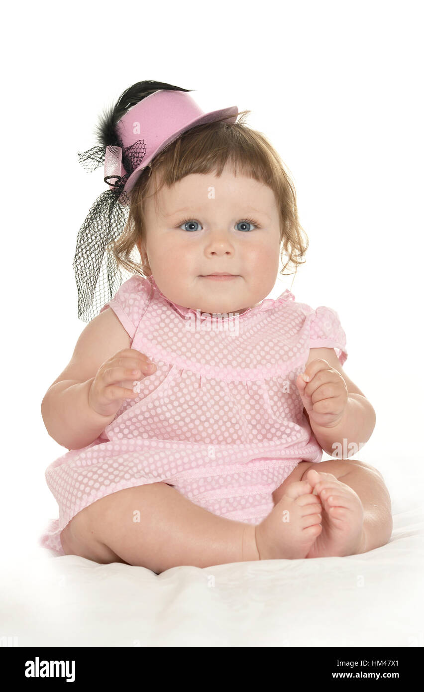 Adorable baby girl in pink clothes Stock Photo - Alamy