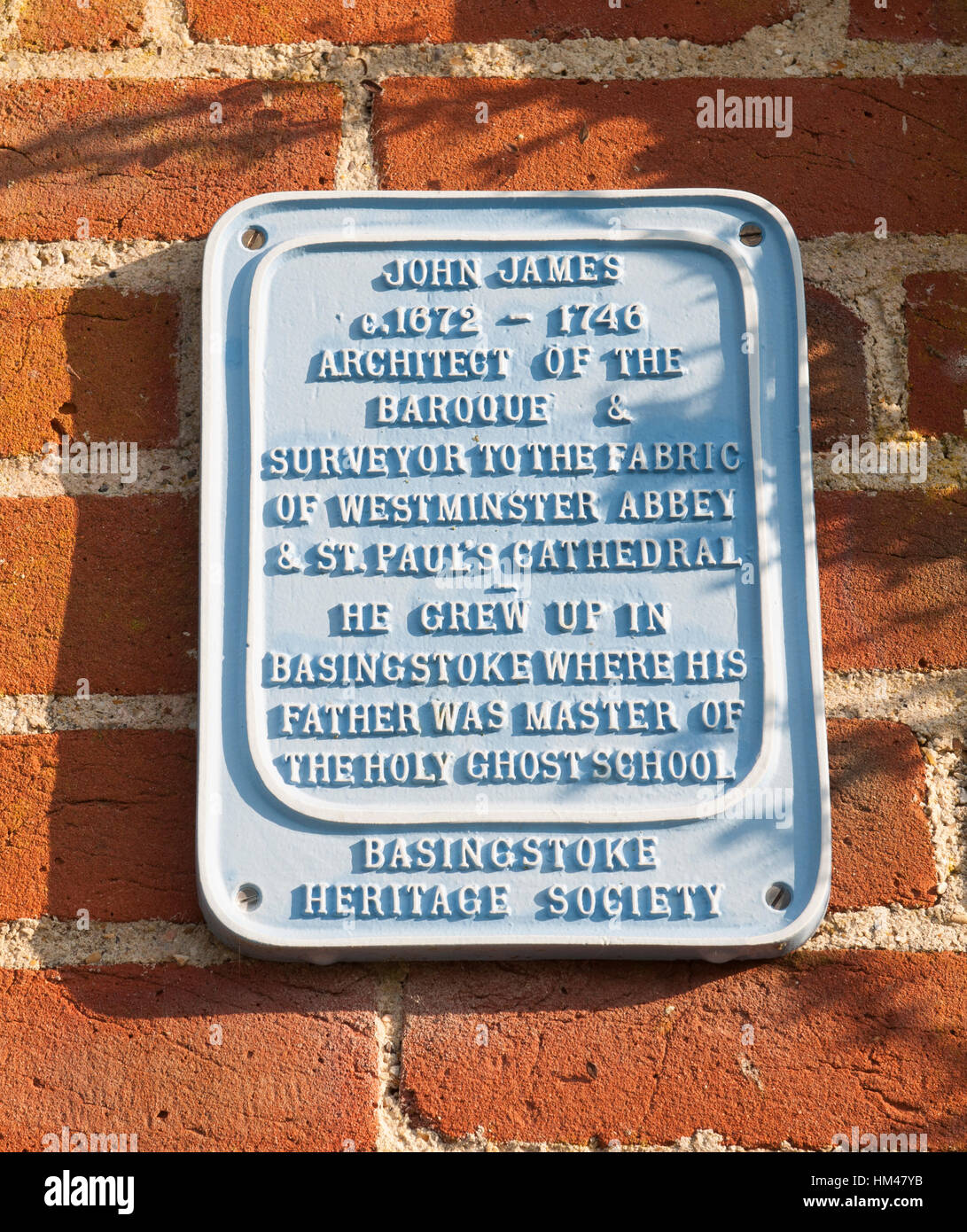 Basingstoke Blue Plaque - John James - Basingstoke Cemetery Stock Photo ...
