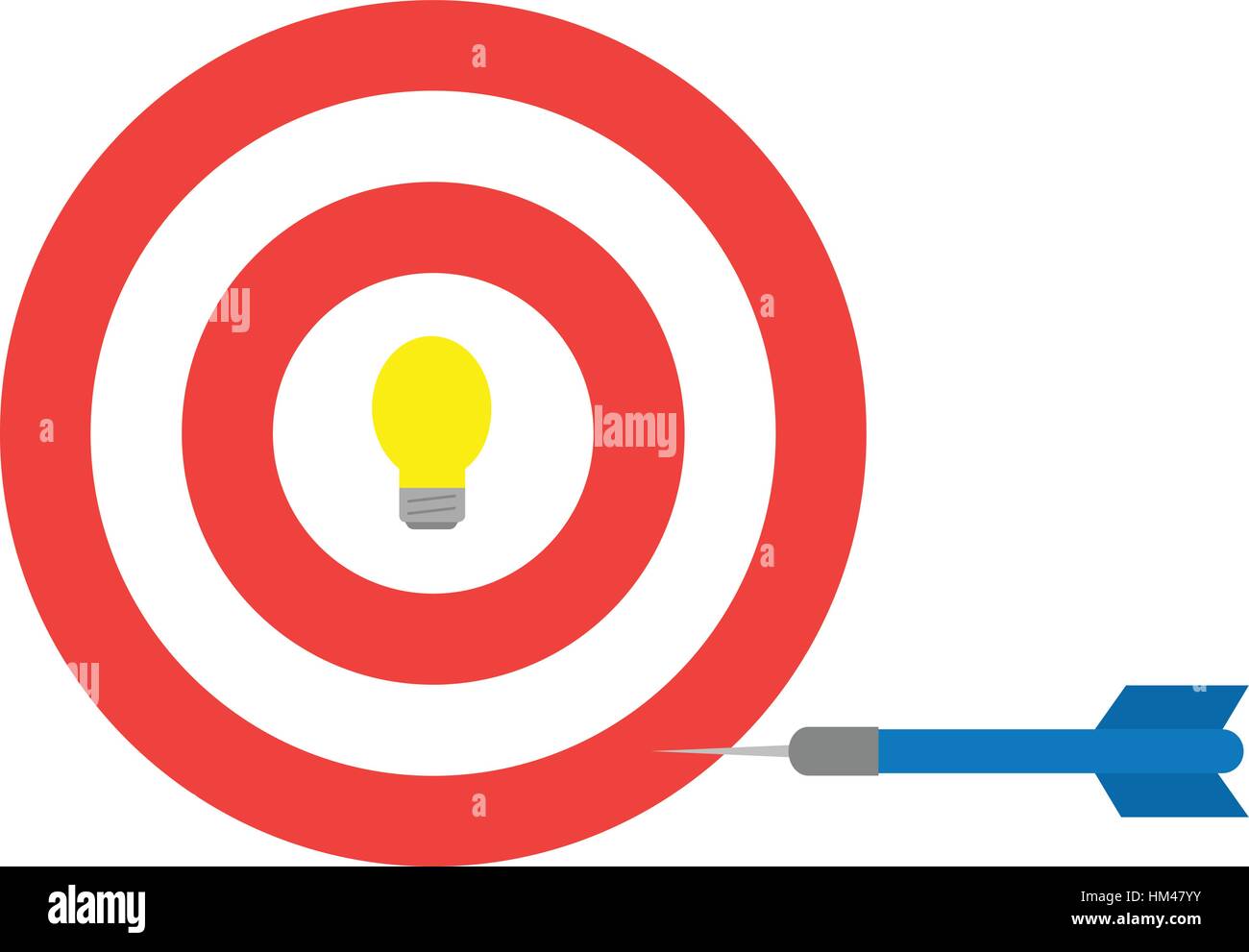 Vector red bullseye with yellow light bulb and blue dart Stock Vector ...
