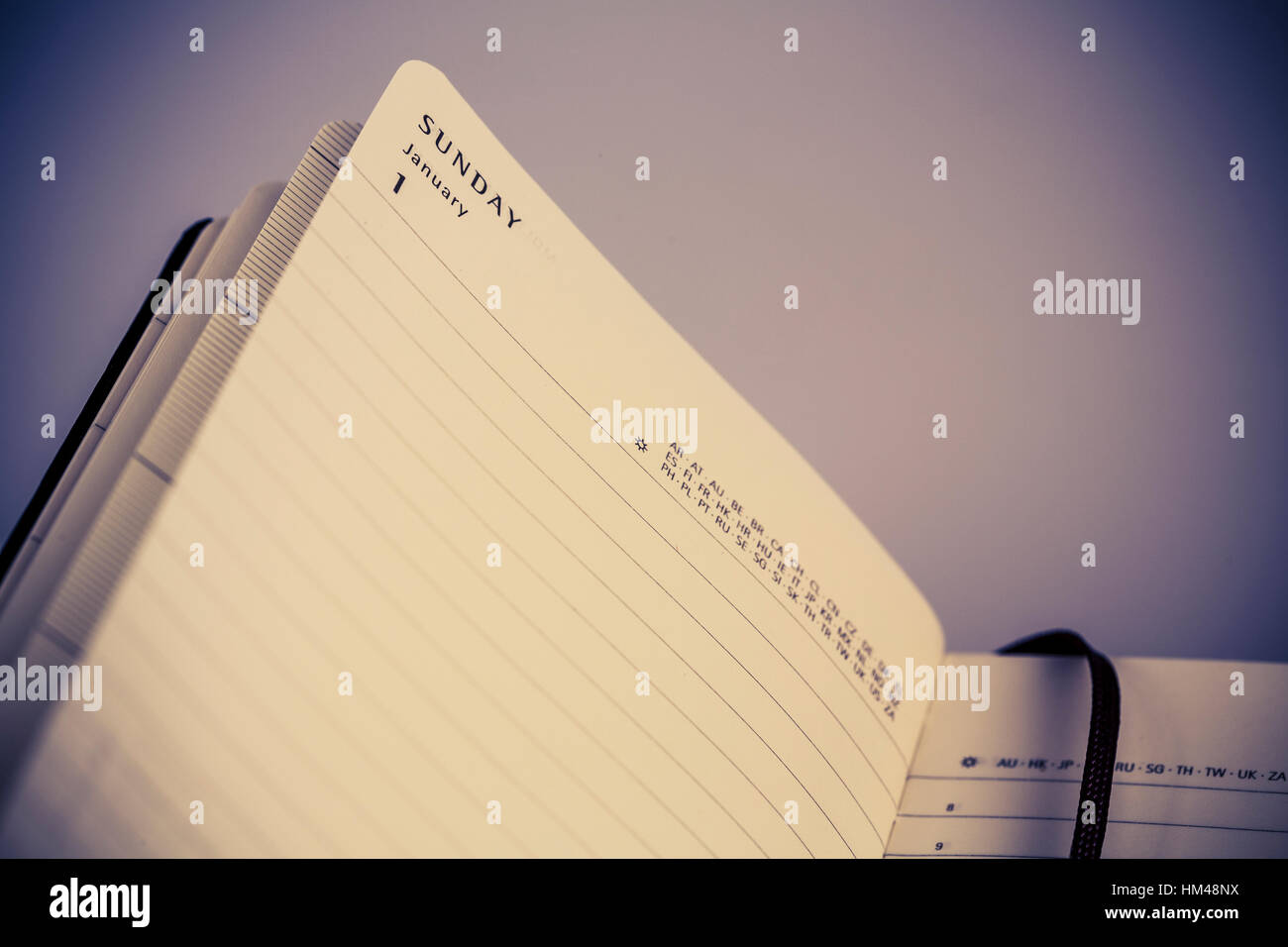 1st January, first day of new year in the calendar or planner. Sunday ...