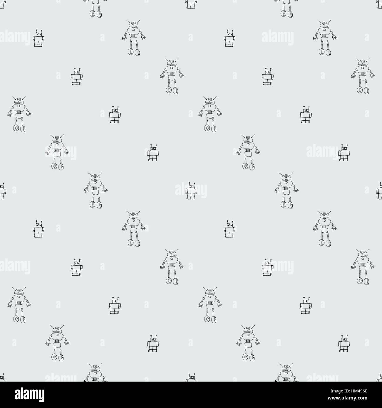 Robot doodles pattern Stock Vector Image & Art - Alamy