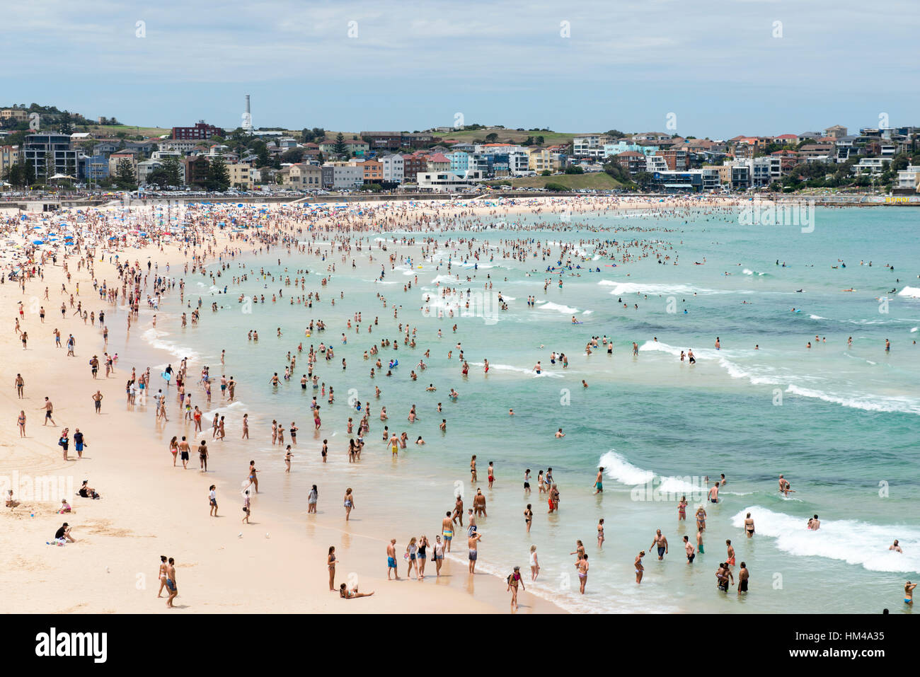 A busy summer day at Bondi Beach, New South Wales Australia Stock Photo ...