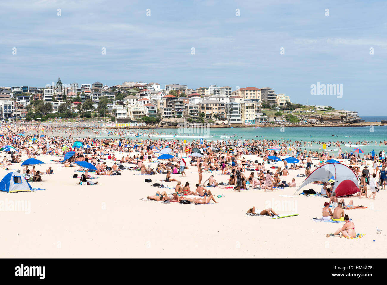 A busy summer day at Bondi Beach, New South Wales Australia Stock Photo ...