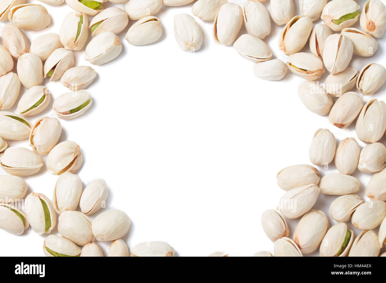 pistachio nut top view frame isolated on white background Stock Photo ...