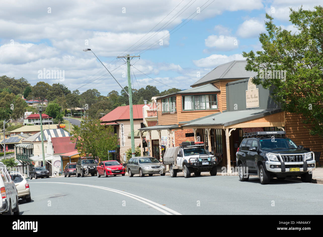 Main Street in the small village of Cobargo in New South Wales ...