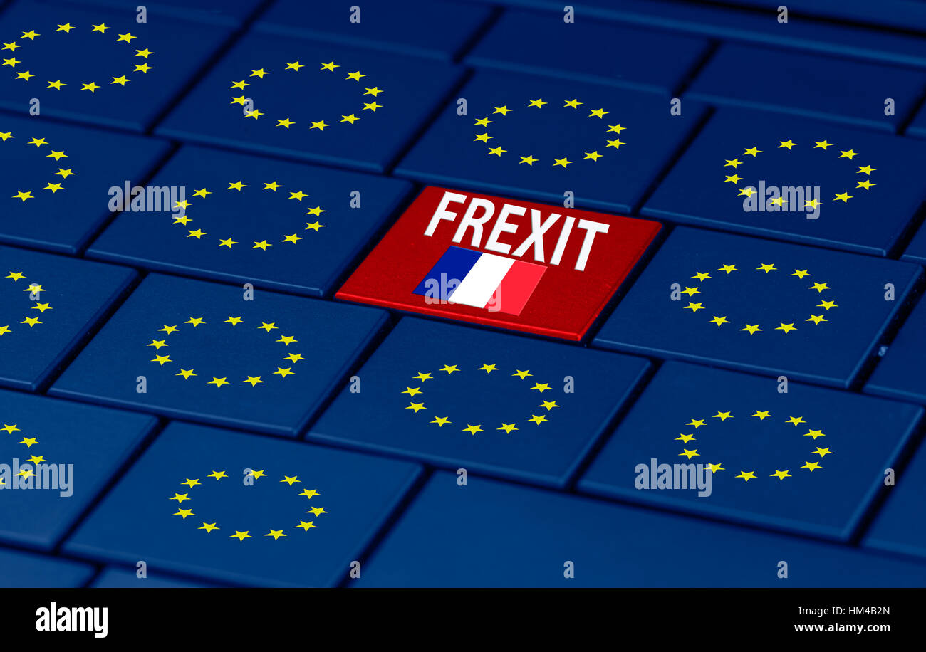 a concept of french elections (frexit), eu and a pc keyboard Stock ...