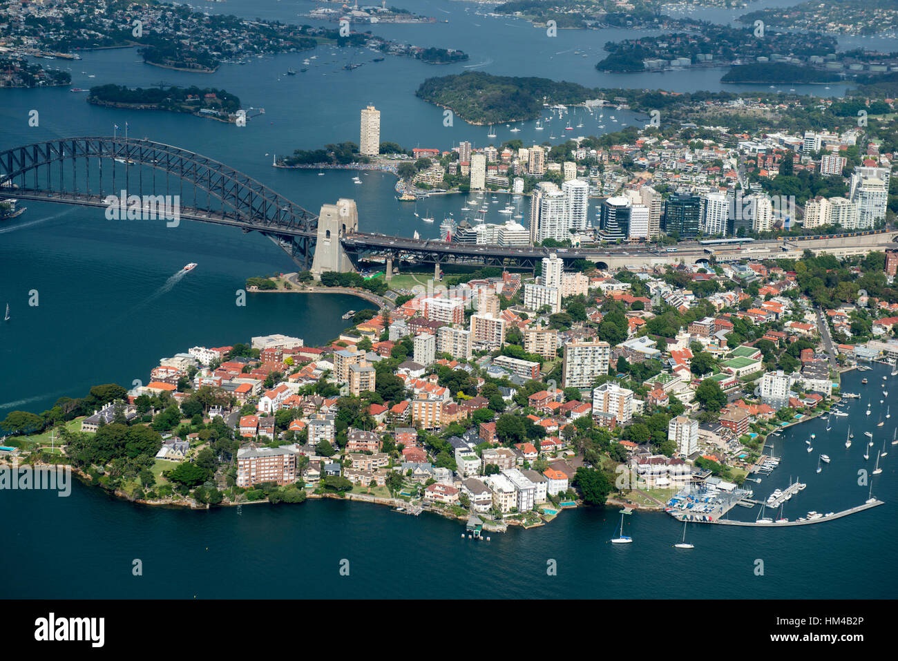 Kirribilli and the Harbour Bridge in Sydney from the air, New South ...