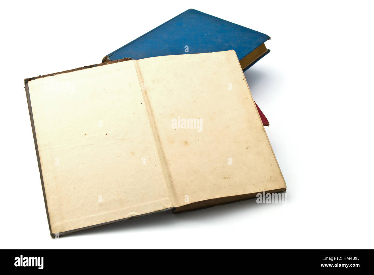 Old book with blank yellow stained pages Stock Photo - Alamy