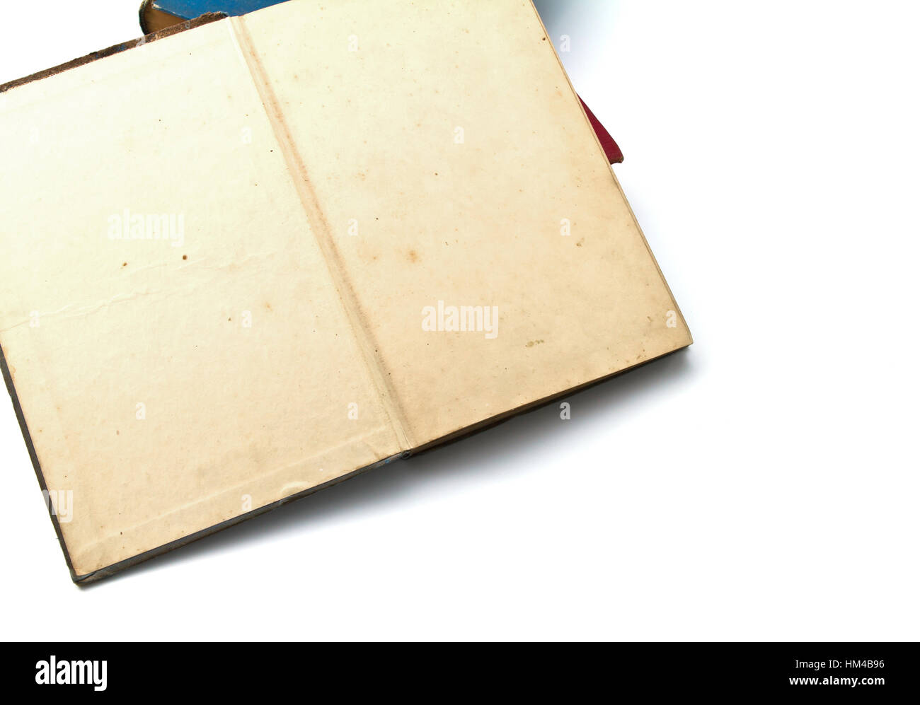 Old book with blank yellow stained pages Stock Photo - Alamy