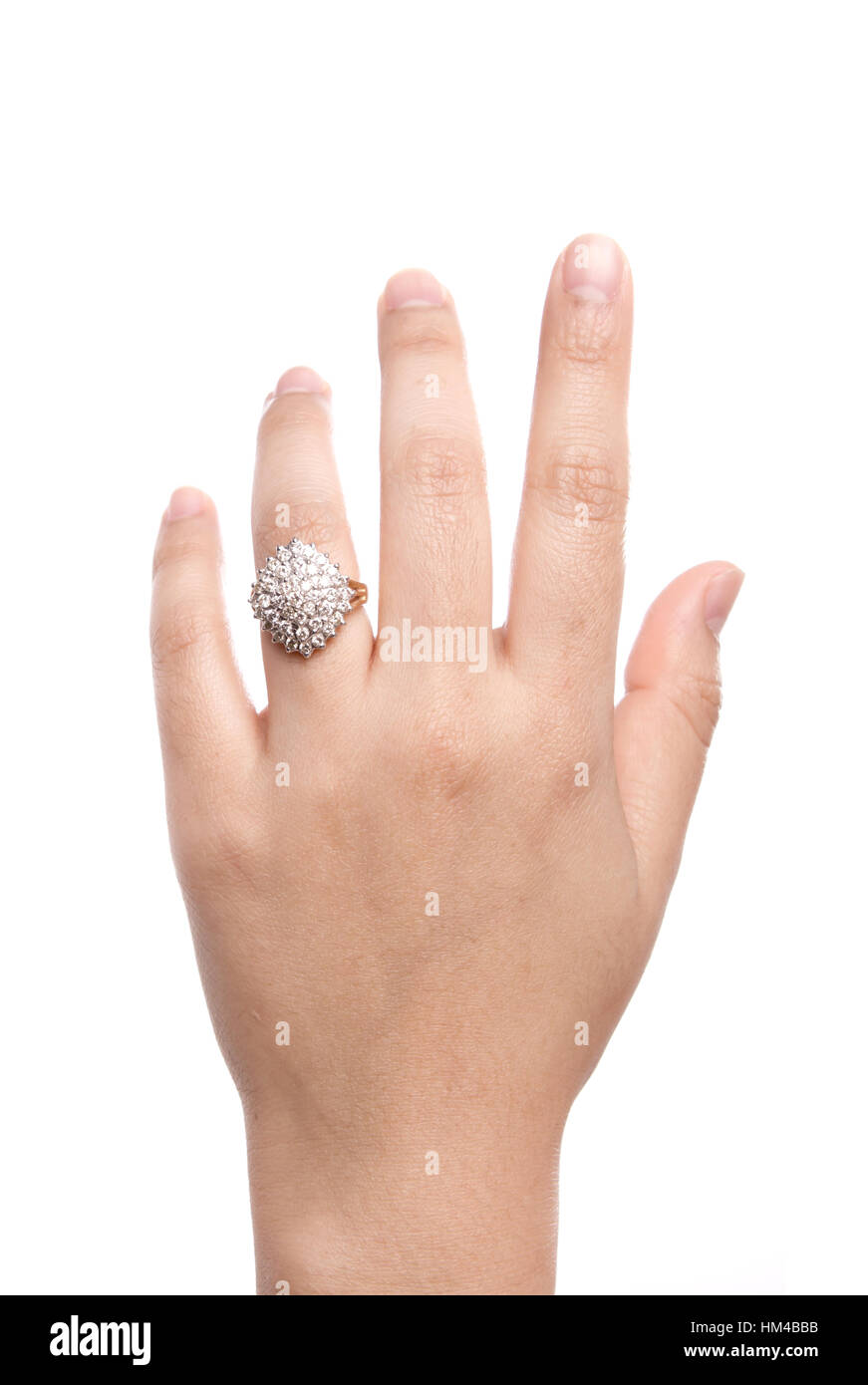 Engagement Ring in hand isolate on white background Stock Photo - Alamy