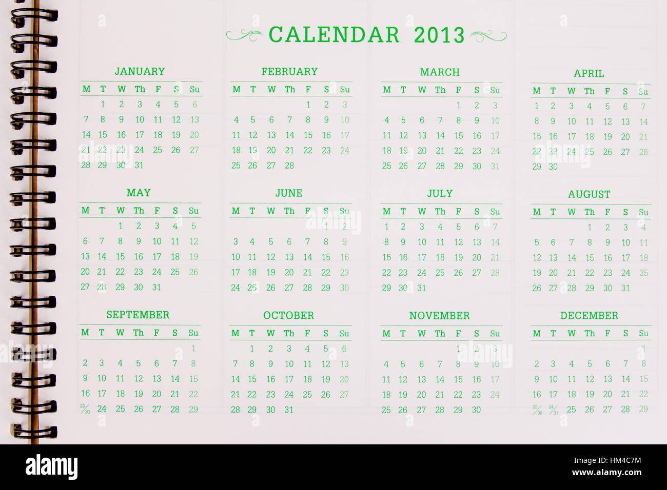 August 2013 calendar hi-res stock photography and images - Alamy