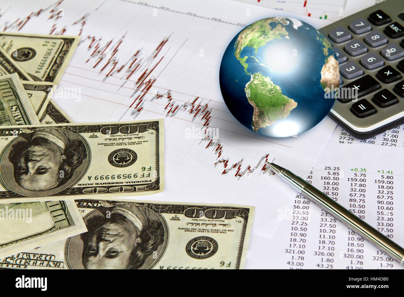 Dollar and business graph with earth (Elements of this image furnished ...