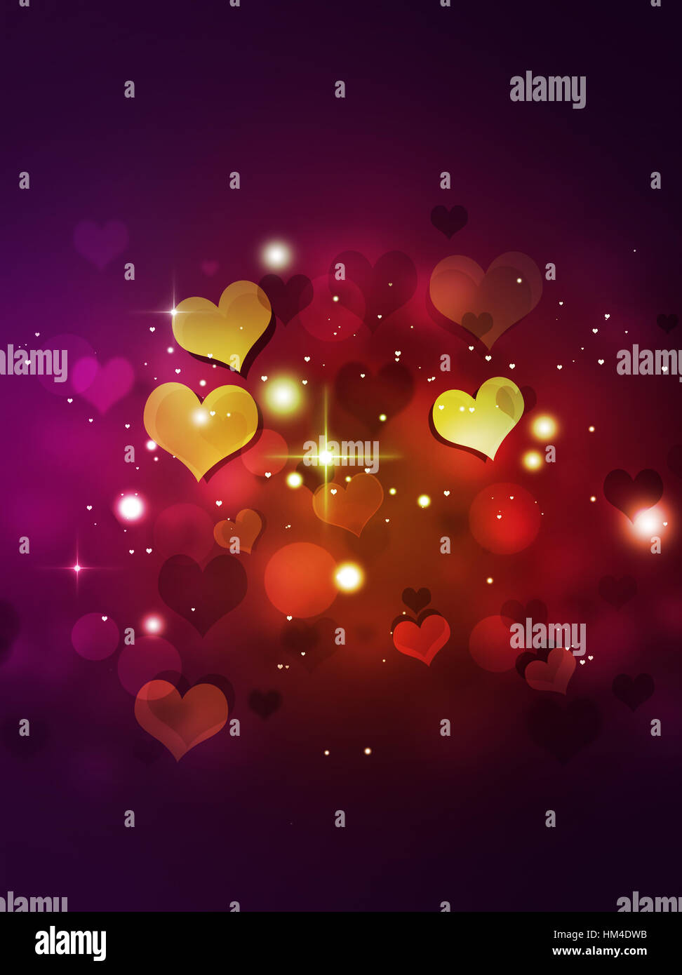 abstract multicolor background of bokeh hearts and lights Stock Photo ...