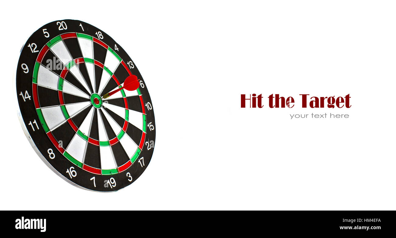 Dartboard with dart on white background Stock Photo - Alamy