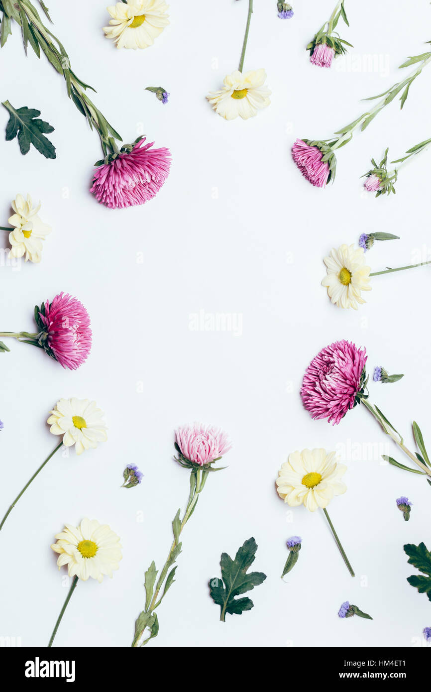 Flower arrangement top view, vertical framing Stock Photo - Alamy