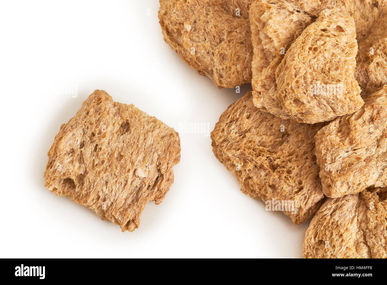 Raw dehydrated soy meat on white background. Top view with copy space ...