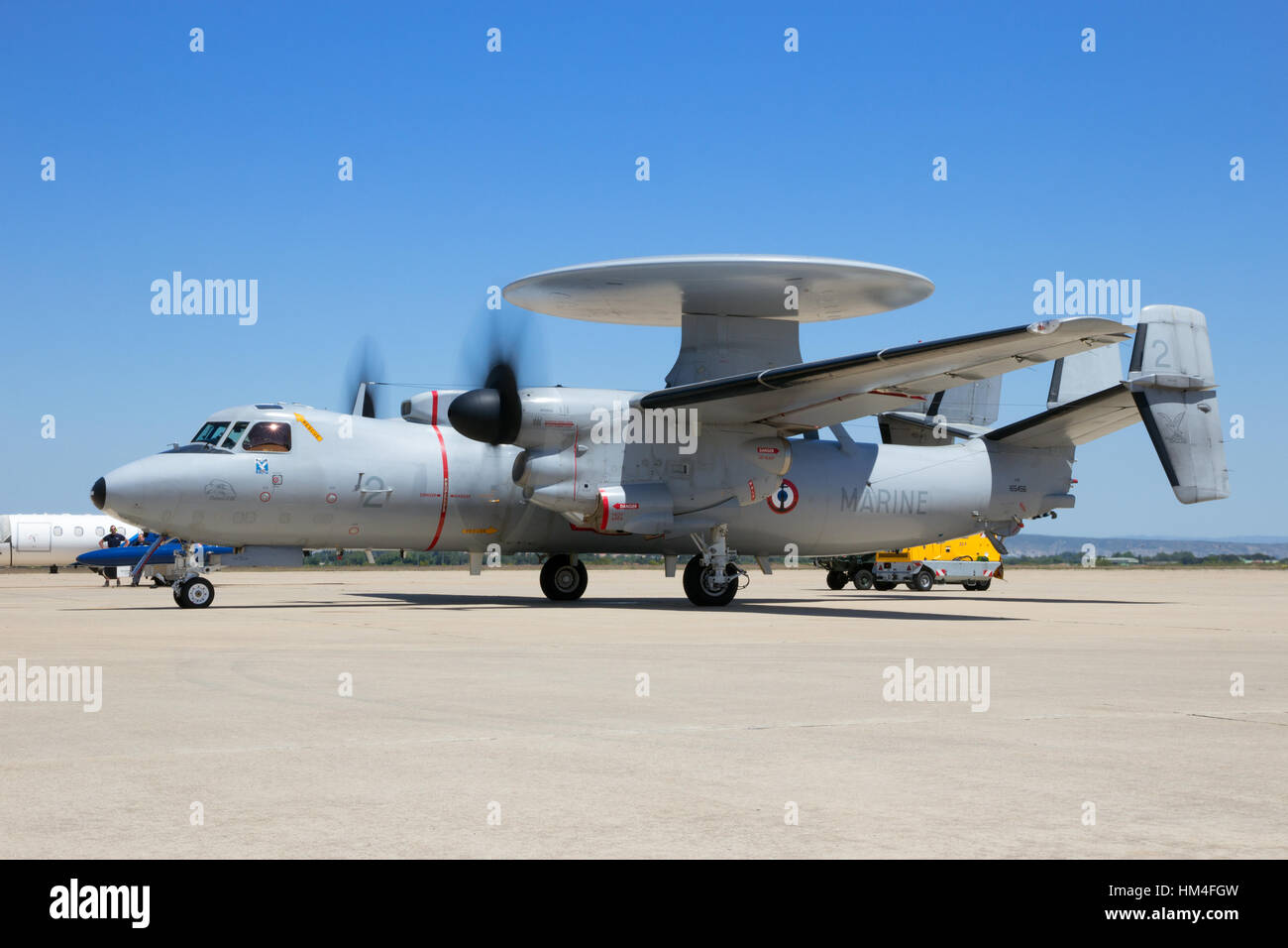 ZARAGOZA, SPAIN - MAY 20,2016: French Navy E-2C Hawkeye radar plane ...