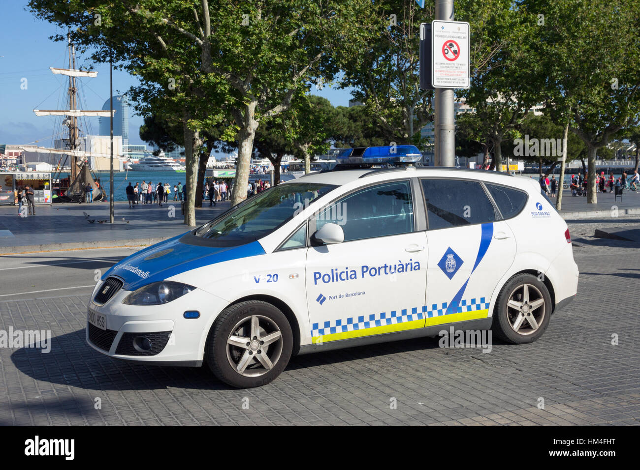 BARCELONA, SPAIN - Policia Portuaria (Port Police) car parked at the ...
